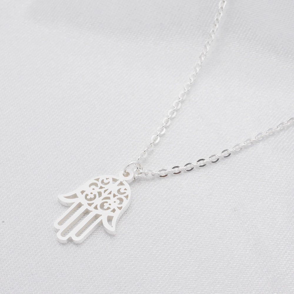 Hand of fatima necklace silver store